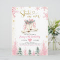 Winter Pink and Gold Girl Ice Skating Birthday Invitation | Zazzle