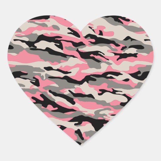 WINTER PINK CAMO HEART STICKER | Zazzle.com