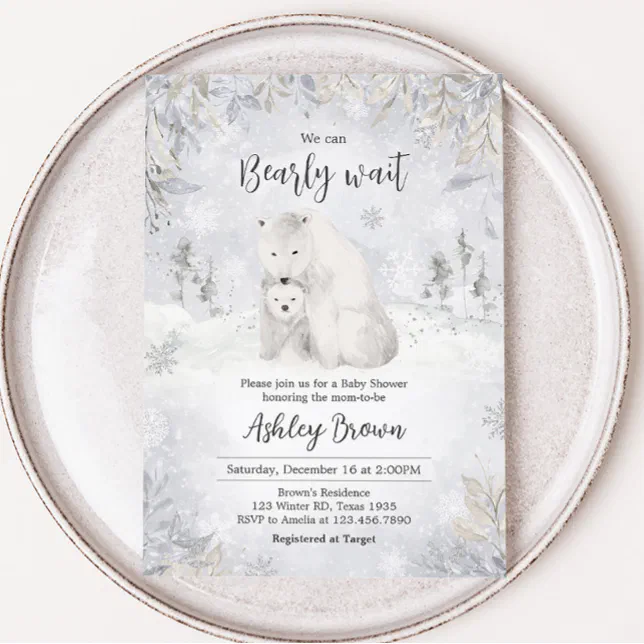 Winter Polar Bear Baby Shower Invitation | Zazzle