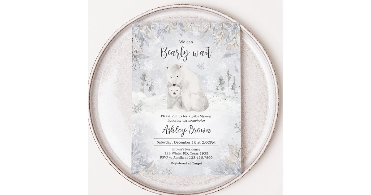 Winter Polar Bear Baby Shower Invitation | Zazzle