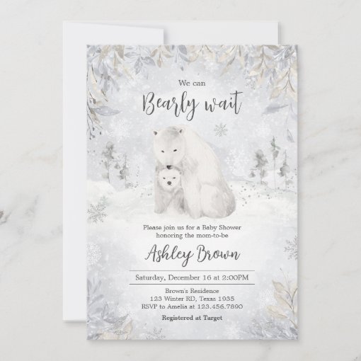 Winter Polar Bear Baby Shower Invitation | Zazzle
