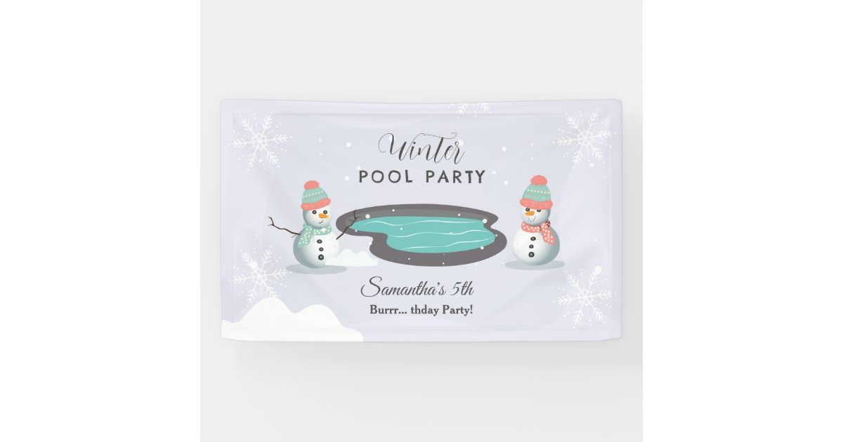 Winter Pool Birthday Party Banner | Zazzle