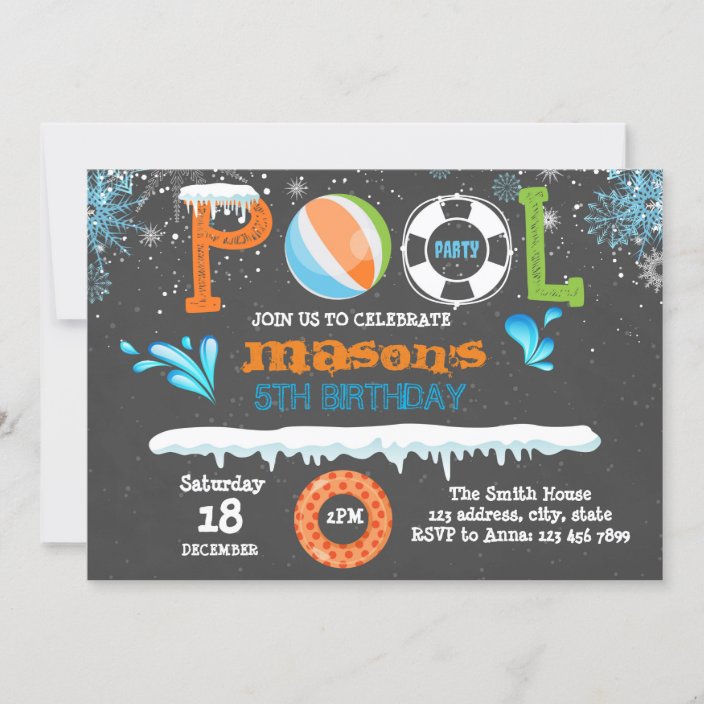 Winter pool birthday party invitation | Zazzle.com