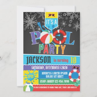 Winter Pool Party Birthday Invitation | Zazzle