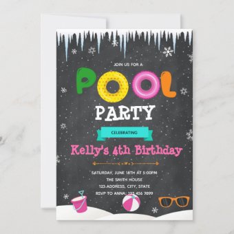 Winter pool party invitation | Zazzle