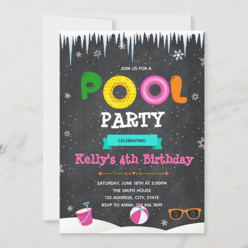 Winter pool party invitation | Zazzle