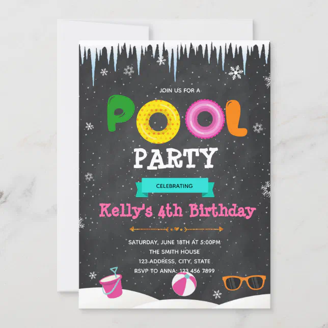 Winter pool party invitation | Zazzle
