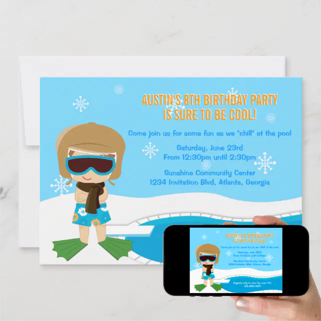 Winter Pool Party Invite | Zazzle