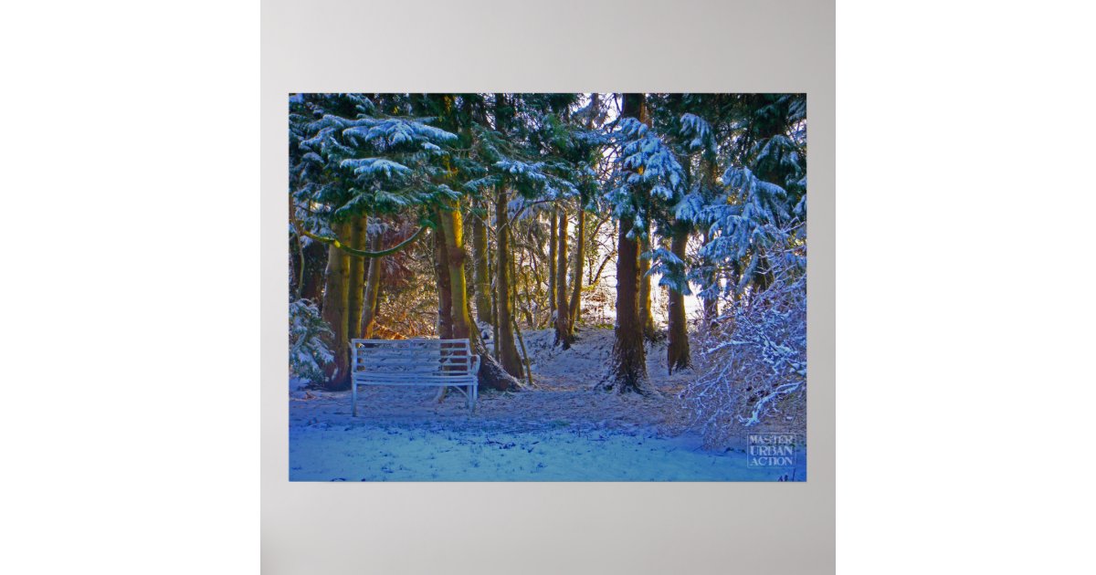 Winter romantic snow scene poster | Zazzle