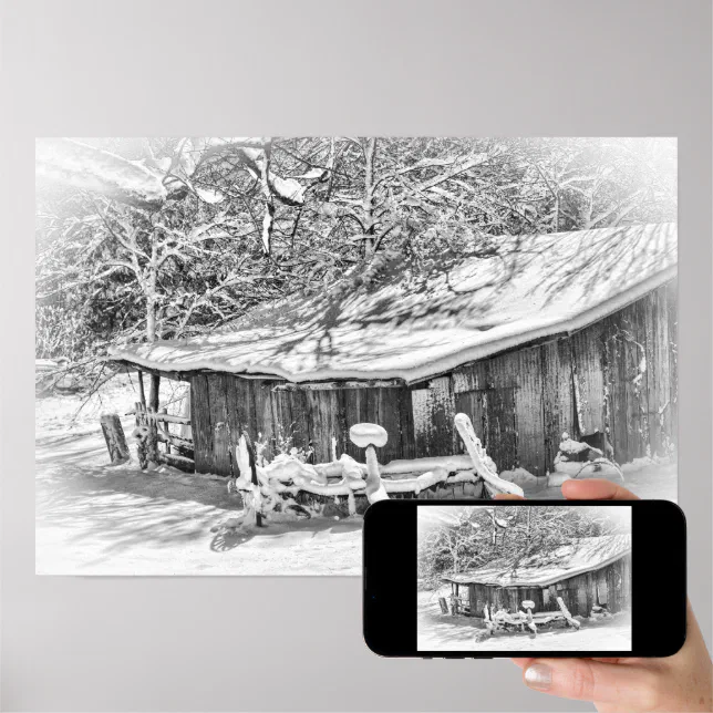 Winter Rural Scene Barn & Rake - Tennessee Photo Poster | Zazzle