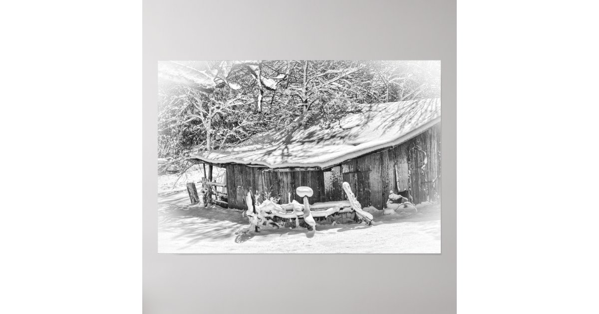 Winter Rural Scene Barn & Rake - Tennessee Photo Poster | Zazzle