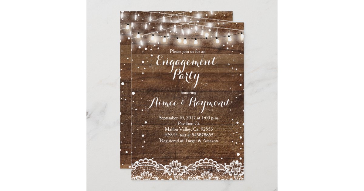 Winter Rustic Engagement Party Invitation | Zazzle