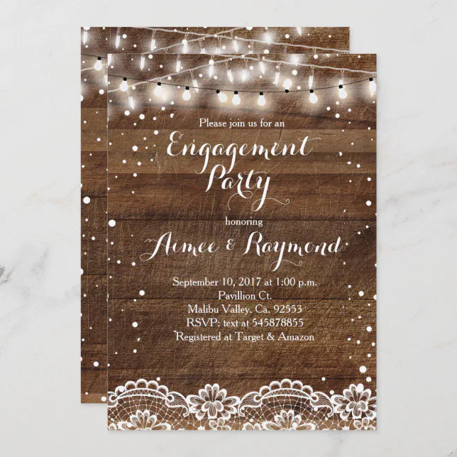 Winter Rustic Engagement Party Invitation | Zazzle