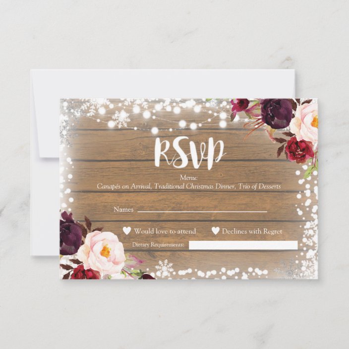 Winter Rustic Wedding RSVP Card | Zazzle.com