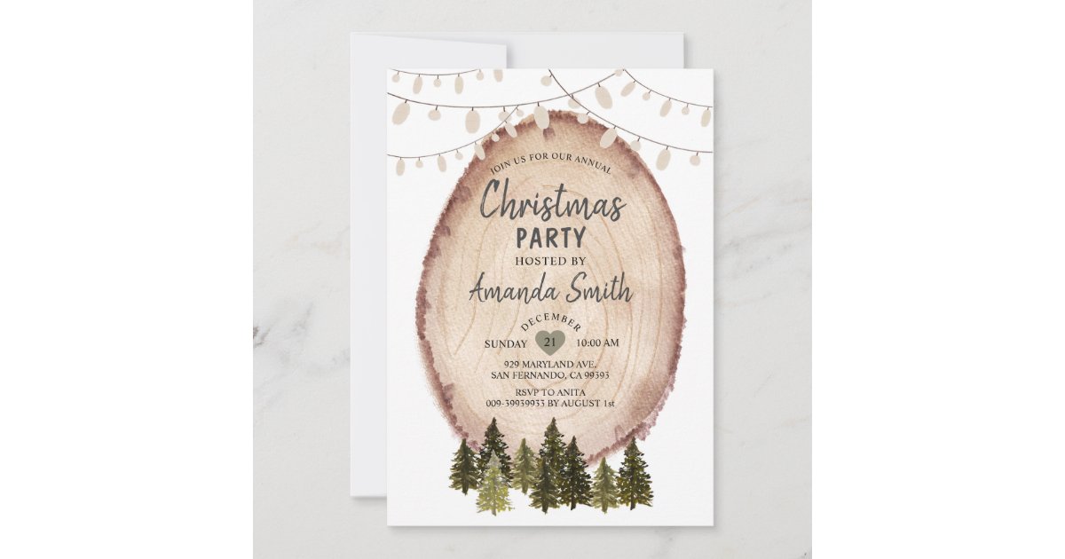 Winter Rustic Woodland Christmas Party Invitation | Zazzle