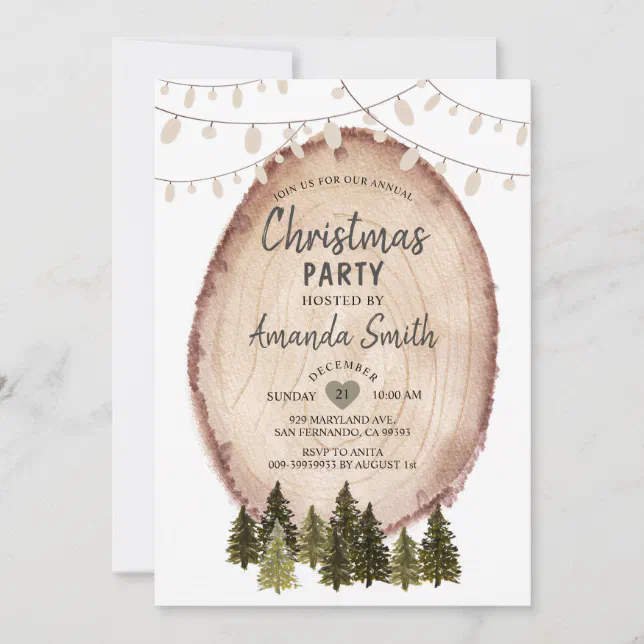 Winter Rustic Woodland Christmas Party Invitation | Zazzle