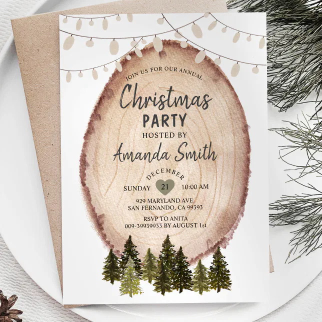 Winter Rustic Woodland Christmas Party Invitation | Zazzle
