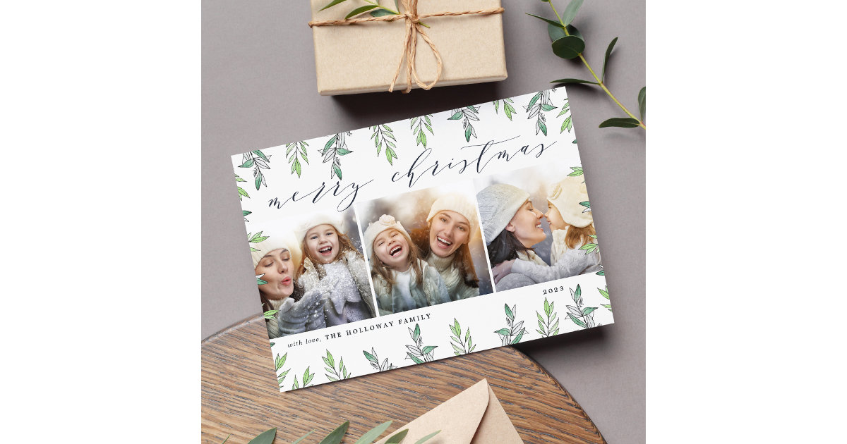 Winter Sage | Holiday Photo Collage Card | Zazzle