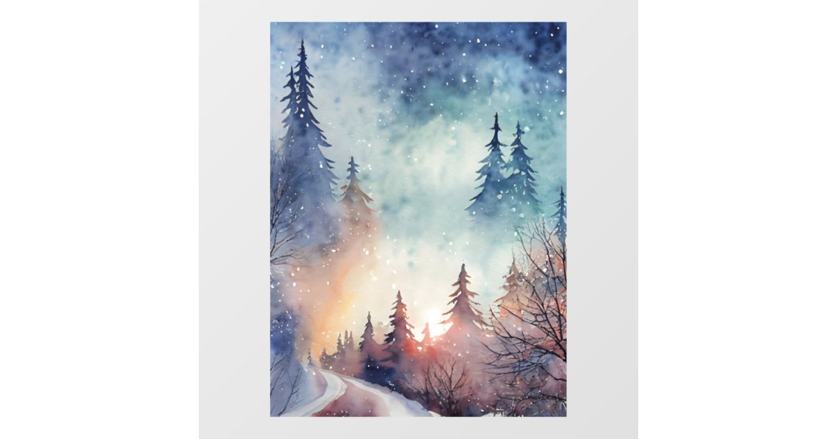 Winter Scene Art Window Cling | Zazzle