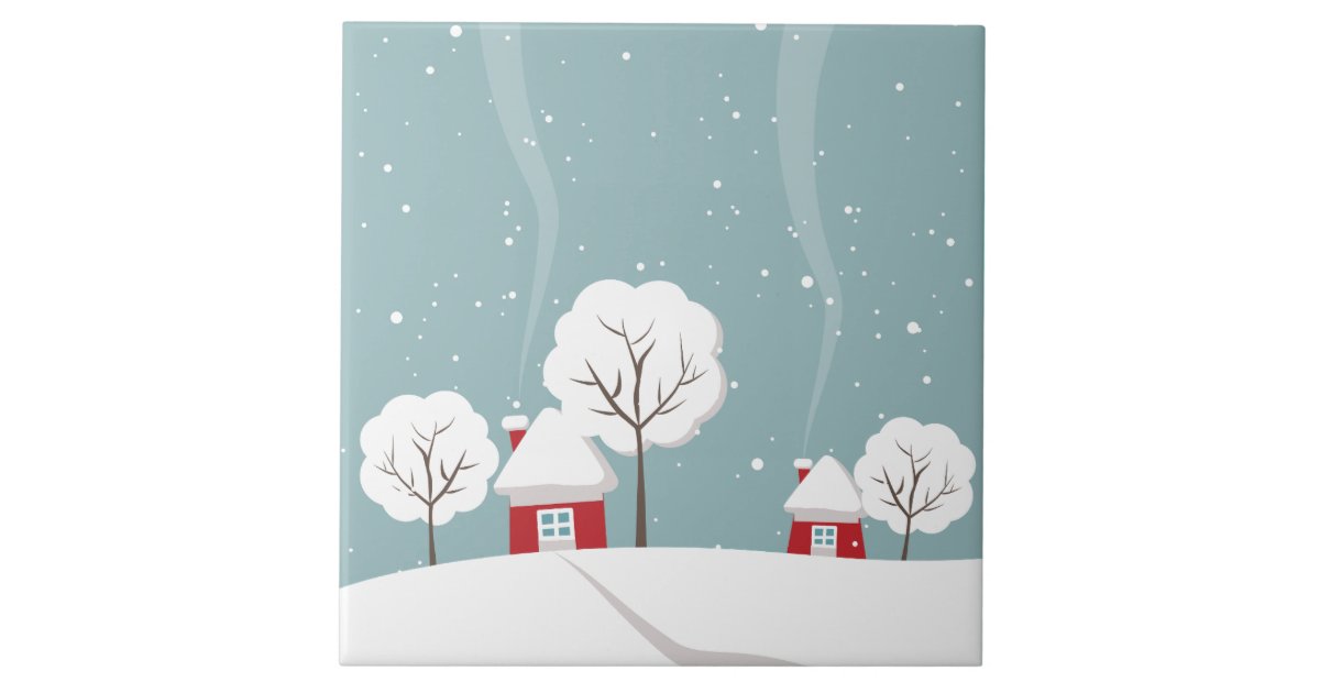 Winter scene ceramic tile | Zazzle