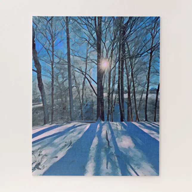 Winter Scene Forest with Snow Landscape Jigsaw Puzzle | Zazzle
