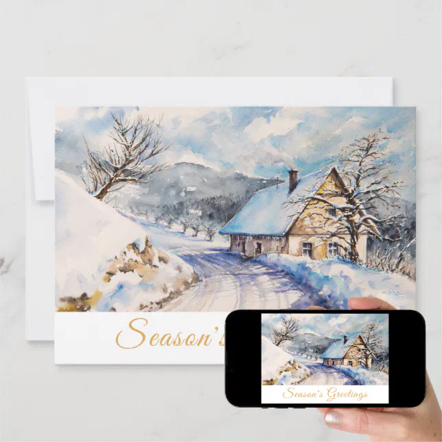Winter Scene Season' Greetings Business Holiday Card | Zazzle