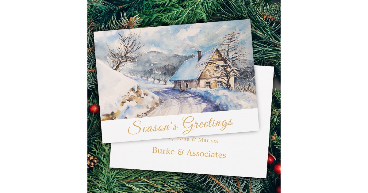 Winter Scene Season' Greetings Business Holiday Card | Zazzle