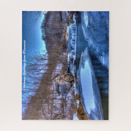 Winter Scene Wisconsin. Christmas Greetings Jigsaw Puzzle | Zazzle