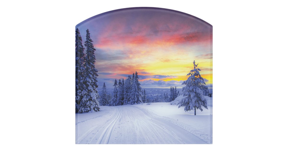 Winter scenery door sign | Zazzle