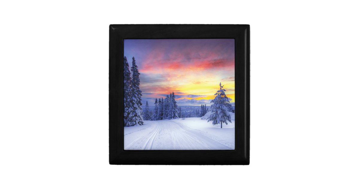 Winter scenery gift box | Zazzle