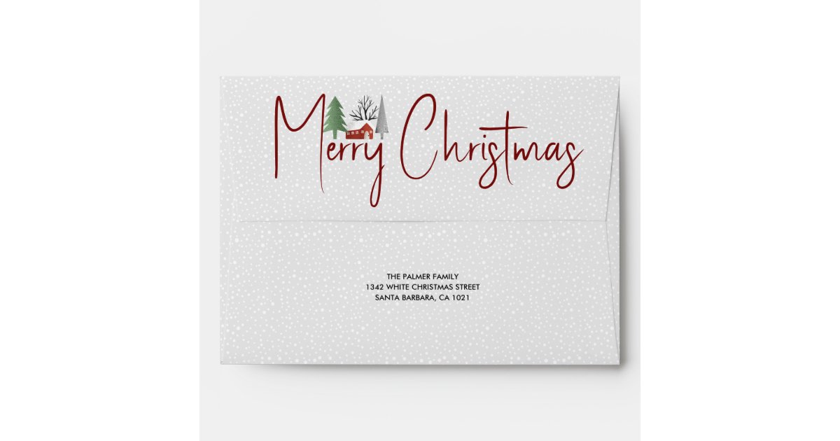 Winter scenery with trees, snow Merry Christmas Envelope | Zazzle