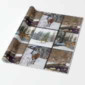 Winter Season Deer Collage Wildlife Wrapping Paper | Zazzle