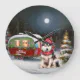 Winter Siberian Husky Caravan Christmas Adventure Large Clock | Zazzle