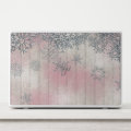 Winter Silver Snowflakes on Pink Rustic Wood HP Laptop Skin | Zazzle