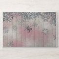 Winter Silver Snowflakes on Pink Rustic Wood HP Laptop Skin | Zazzle