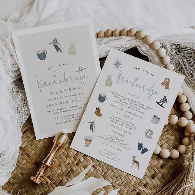 Winter Ski Resort Bachelorette Weekend Itinerary & Invitation | Zazzle
