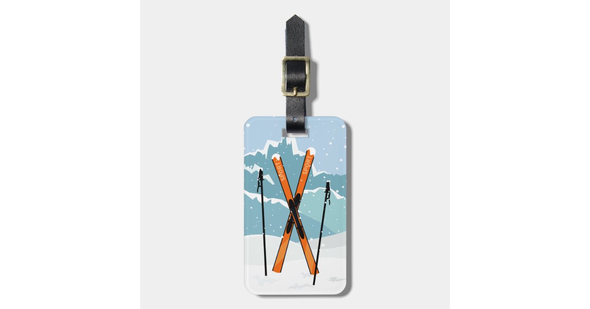 Winter Skiing custom luggage tag | Zazzle