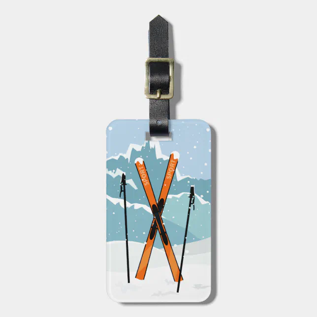 Winter Skiing custom luggage tag | Zazzle