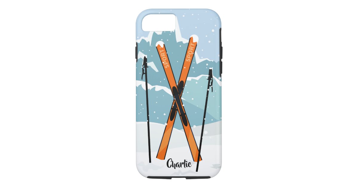 Winter Skiing custom name phone cases | Zazzle