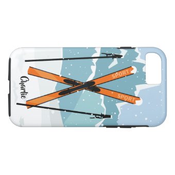 Winter Skiing custom name phone cases | Zazzle