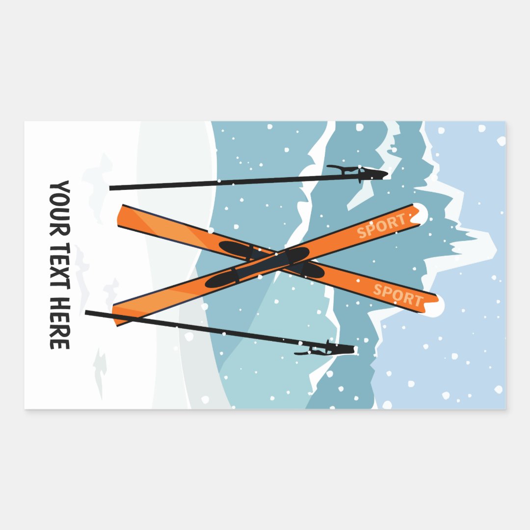 Winter Skiing custom text stickers | Zazzle