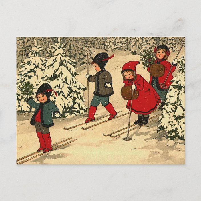 Winter Skiing Postcard | Zazzle.com