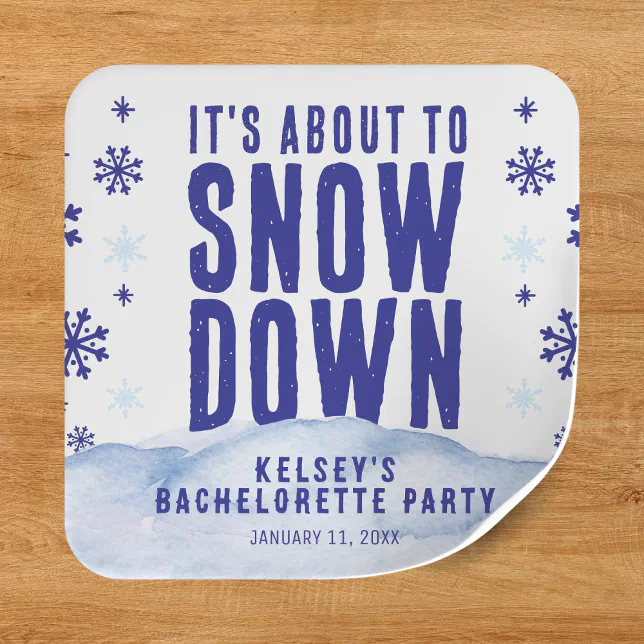 Winter Skiing Snow Snowflake Bachelorette Party Square Sticker | Zazzle
