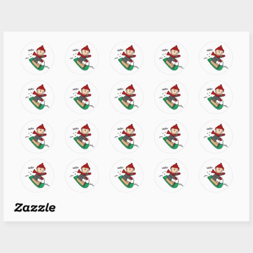 Winter Sledding Classic Round Sticker | Zazzle