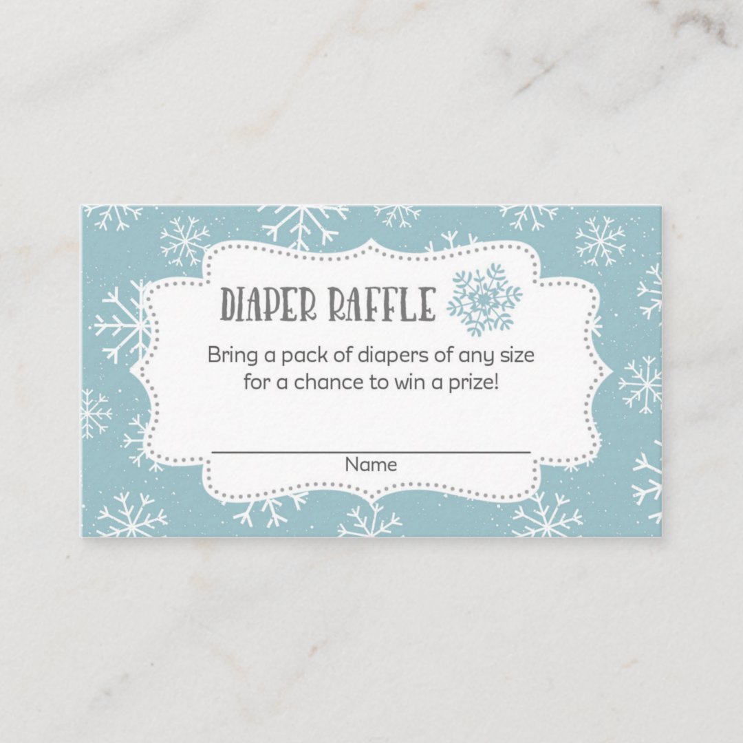 Winter Snow Baby Shower Diaper Raffle Tickets Enclosure Card | Zazzle