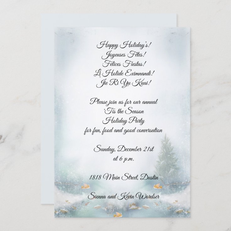 Winter Snow Christmas Celebration Party Invitation | Zazzle