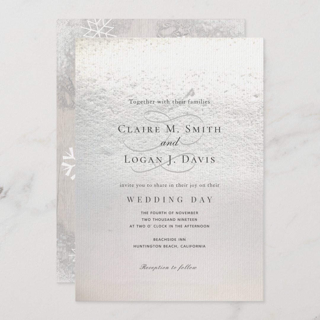 Winter Snow Classic Wedding Invitation | Zazzle