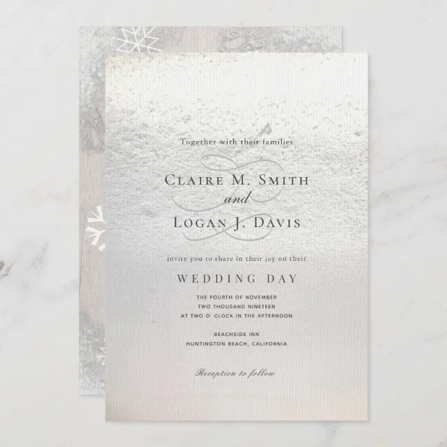 Winter Snow Classic Wedding Invitation | Zazzle