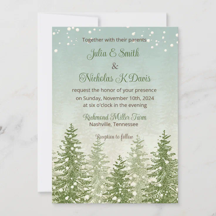 Winter Snow Forest Wedding Invitation | Zazzle