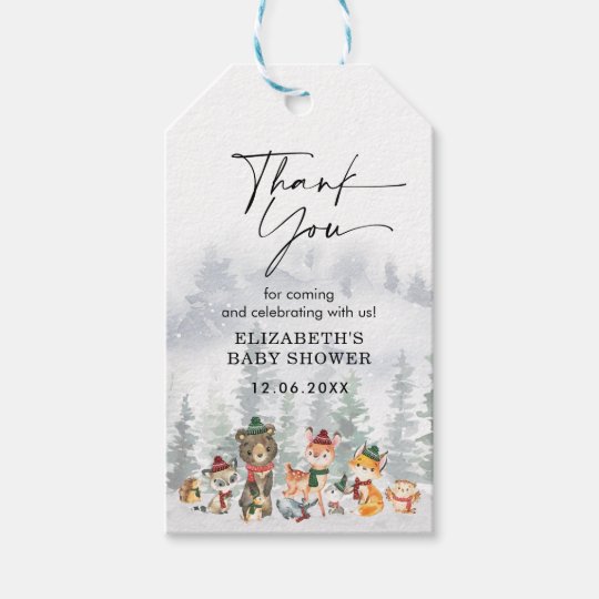 Winter Snow Forest Woodland Animal Thank You Favor Gift Tags | Zazzle.com